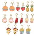 1 Set 16Pcs 8 Styles Alloy Enamel Food and Fruit Pendant Decorations ...
