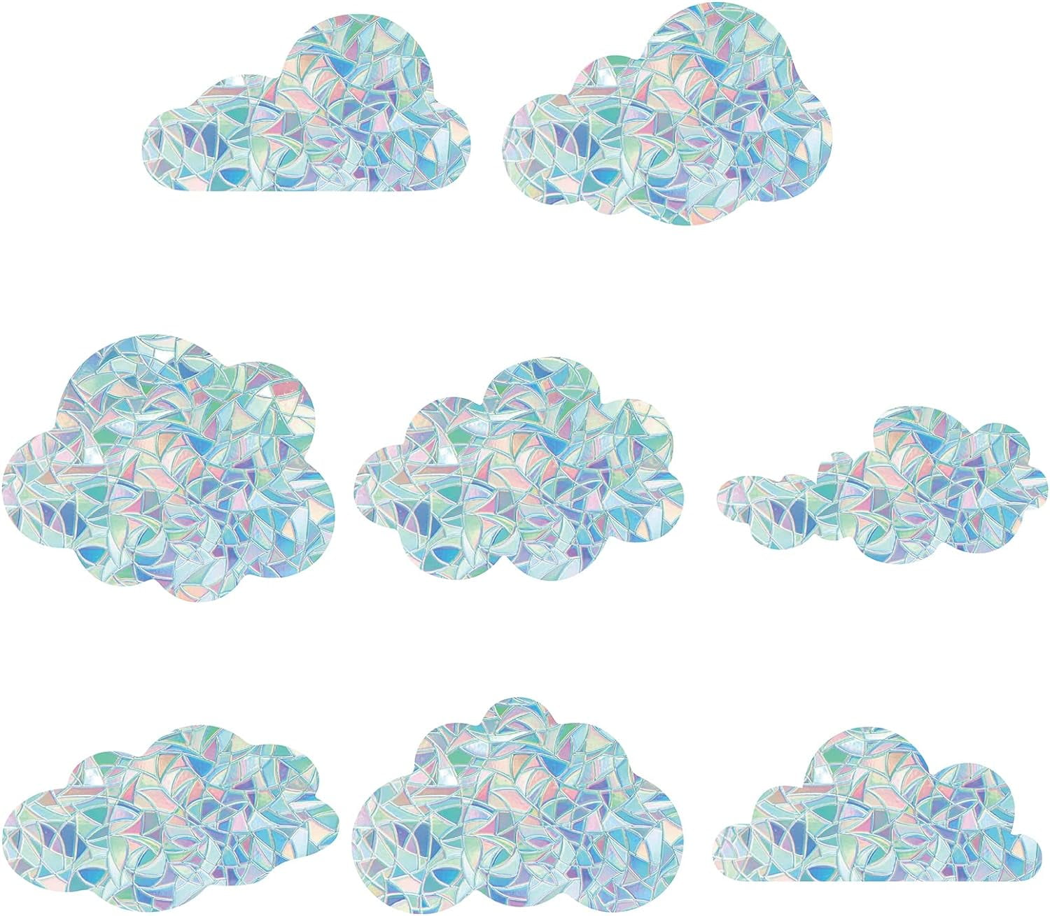 1 Set 16Pcs 8 Styles Cloud Window Clings Prism Window Stickers Static ...
