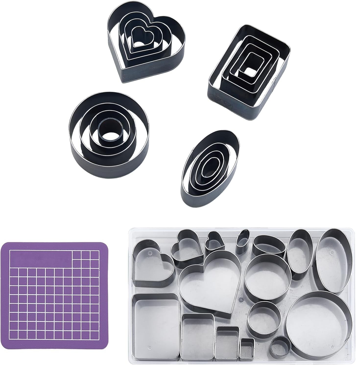 1 Set 16Pcs Heart Rectangle Oval Iron Cutting Template Set Zip Puller ...