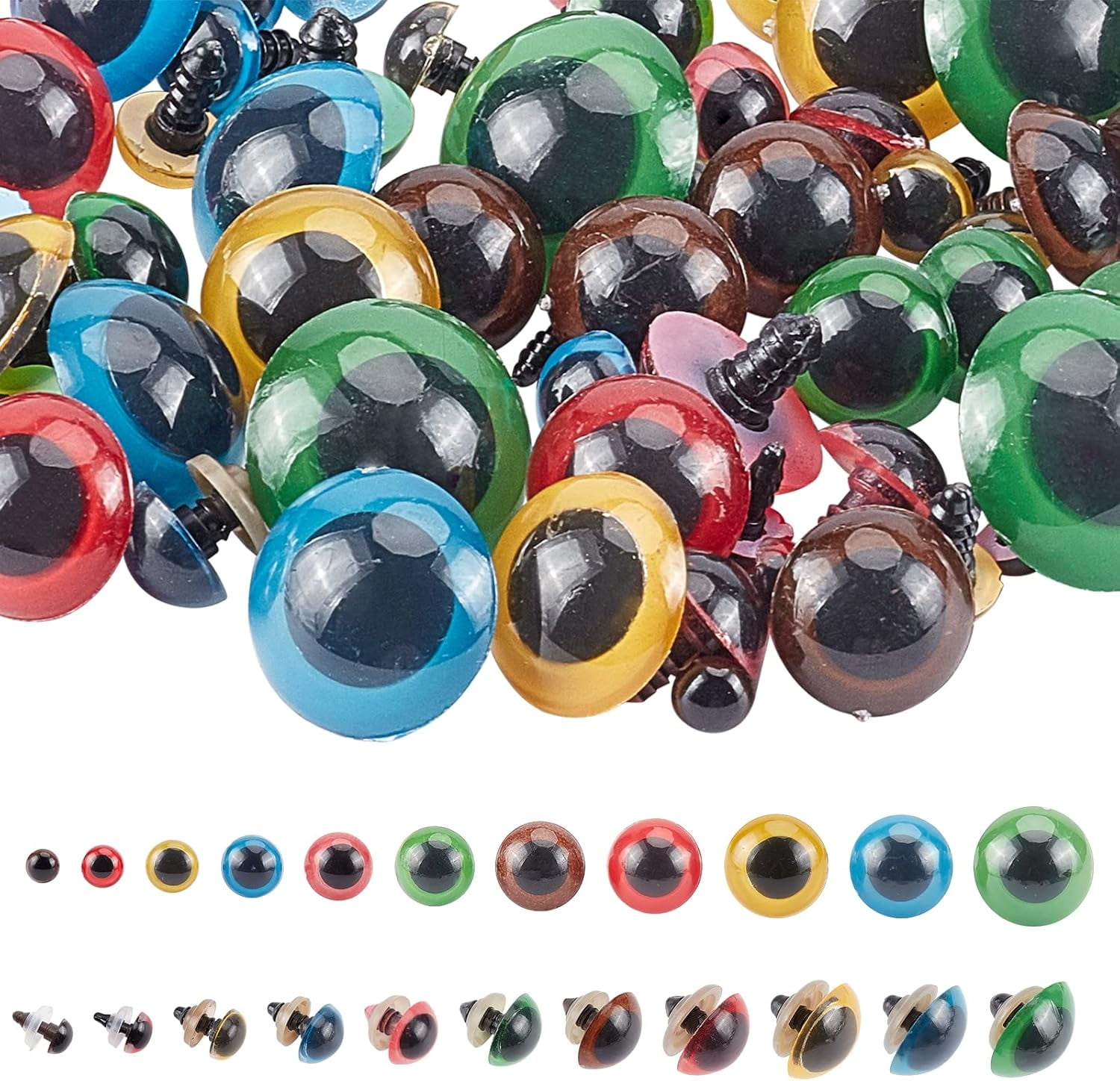 1 Set 176Pcs 11 Sizes Plastic Doll Eyes Colorful Plush Animal Half ...