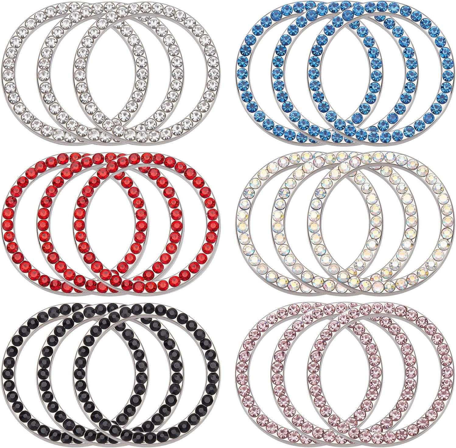 1 Set 18Pcs 6 Colors Self Adhesive Zinc Alloy with Rhinestone Car ...