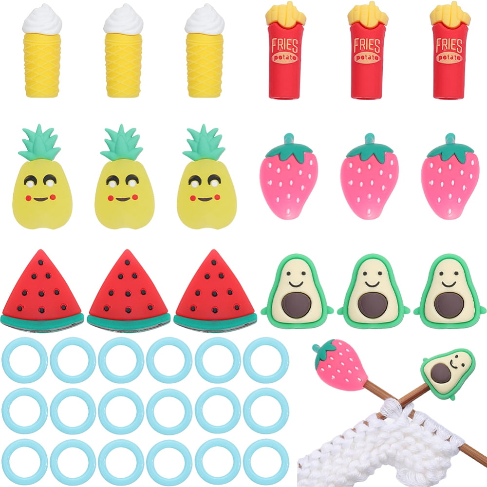 1 Set 18Pcs Fruit Chips Ice Cream Cartoon Style Silicone Knitting ...