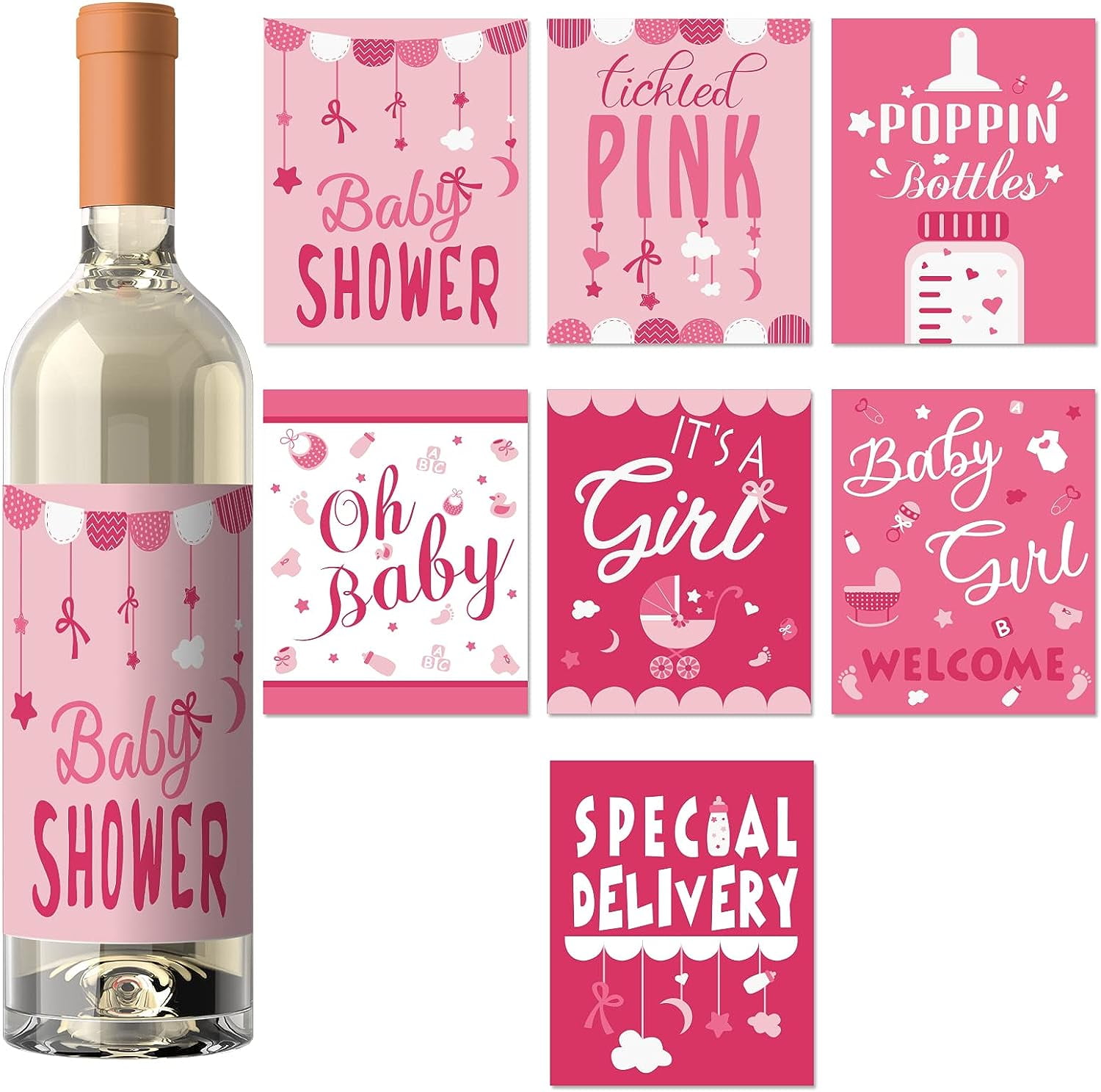 1 Set 18Sheets 9 Style Coated Paper Adhesive Sticker Wine Bottle ...