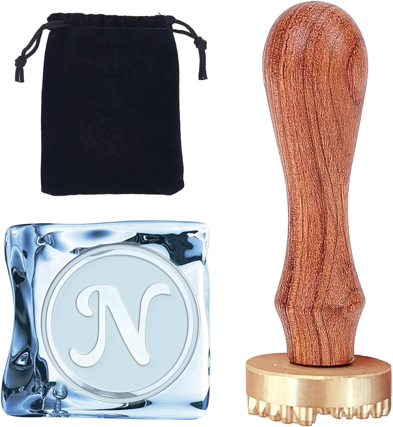 1 Set 1Pc Golden Tone Brass Stamp Head with 1Pc Rectangle Velvet ...