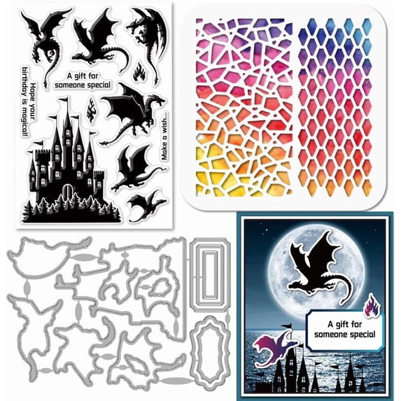 1 Set 1Pc PET Hollow Out Drawing Painting Stencils with 1Pc Carbon ...
