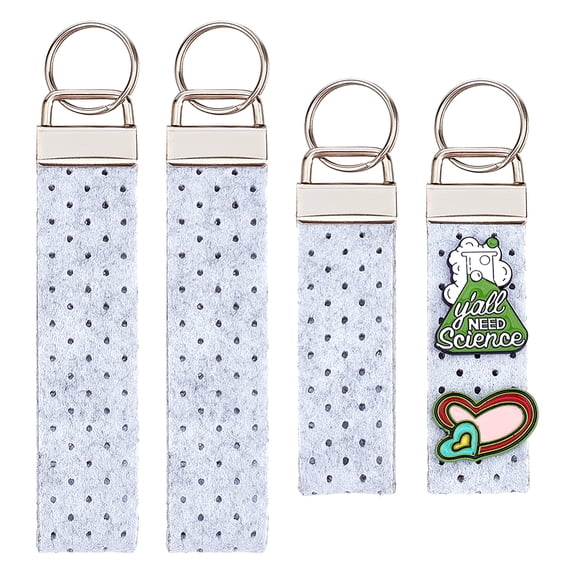 1 Set 2 Bags Rectangle Felt Tab Blank Keychains with Rings Writeable ...