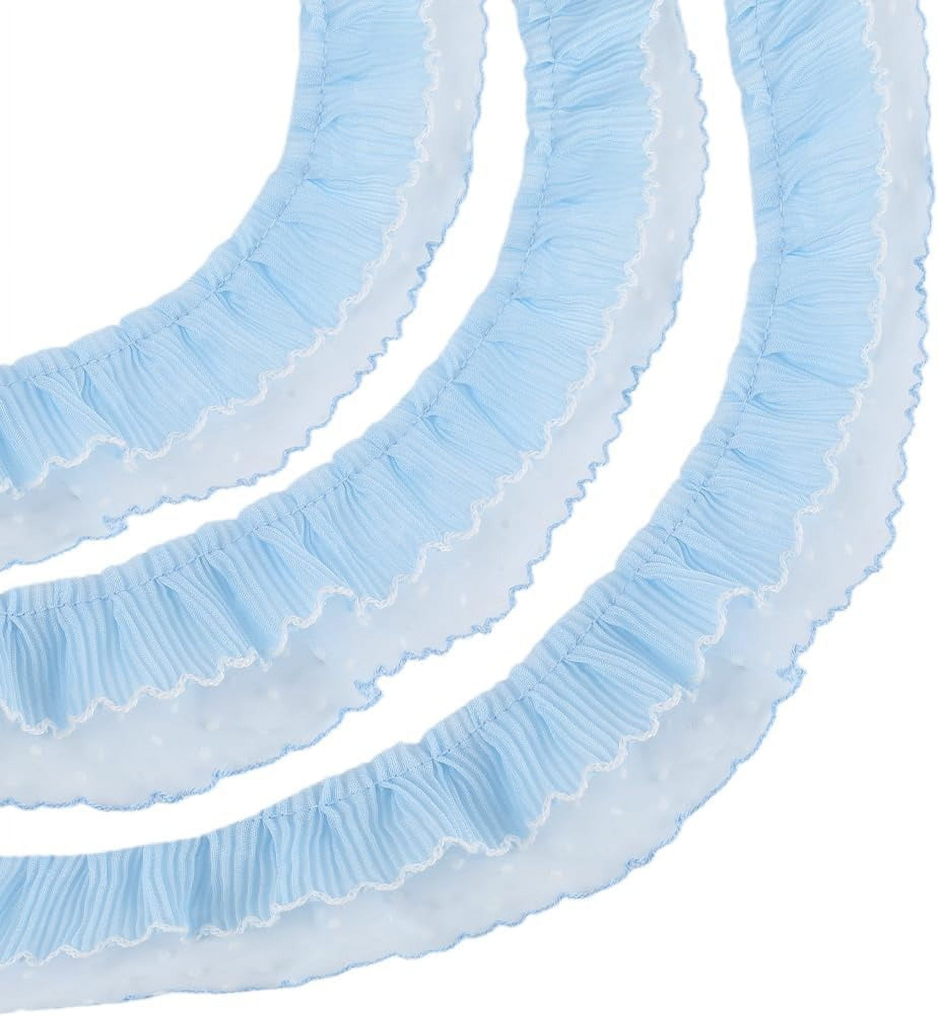 1 Set 2 Inch Double Layer Sky Blue Lace Ribbon Pleated Organza Ribbon ...