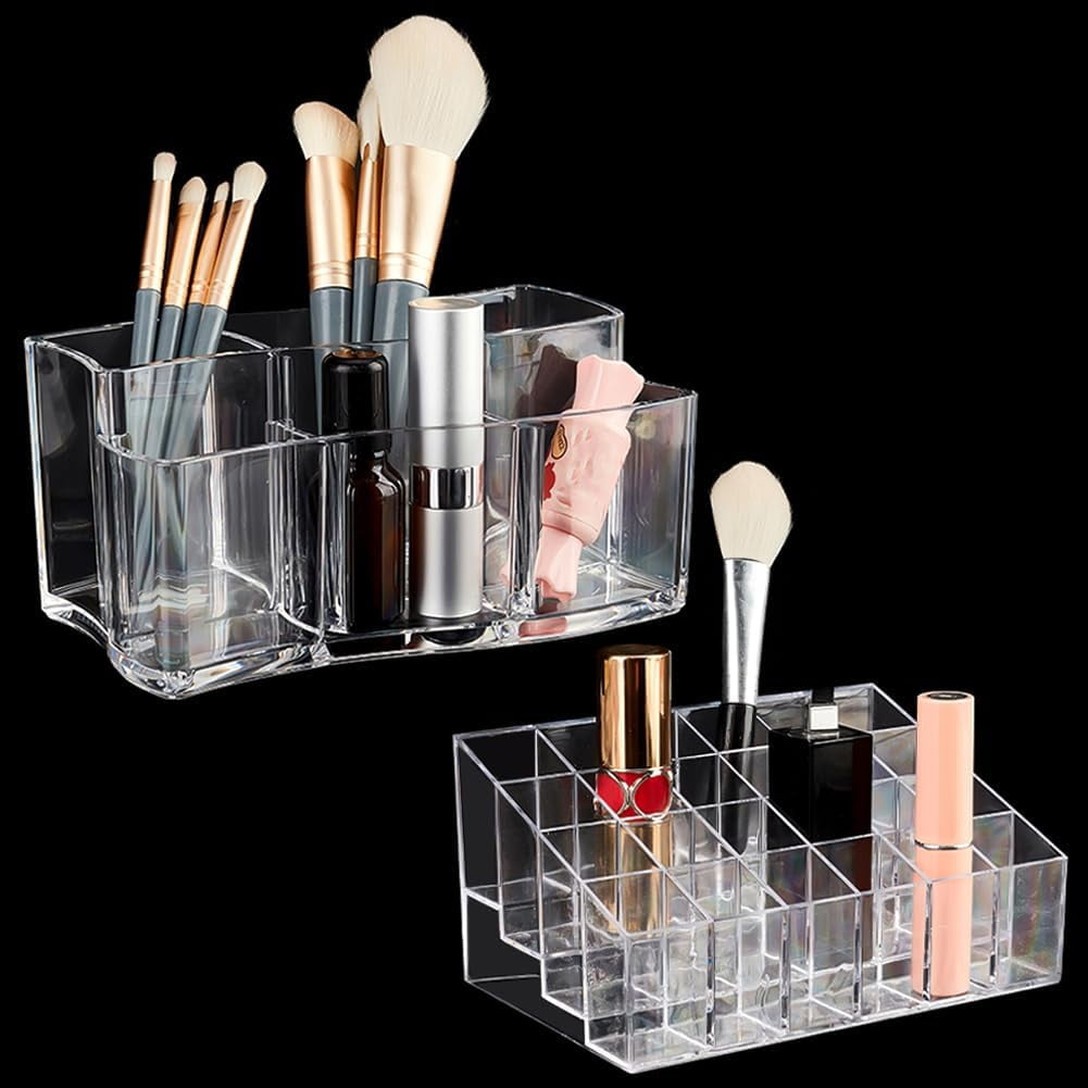 1 Set 2 Pack Makeup Brush Holders 24 Girds Lipsticks Holder 6 Slots ...