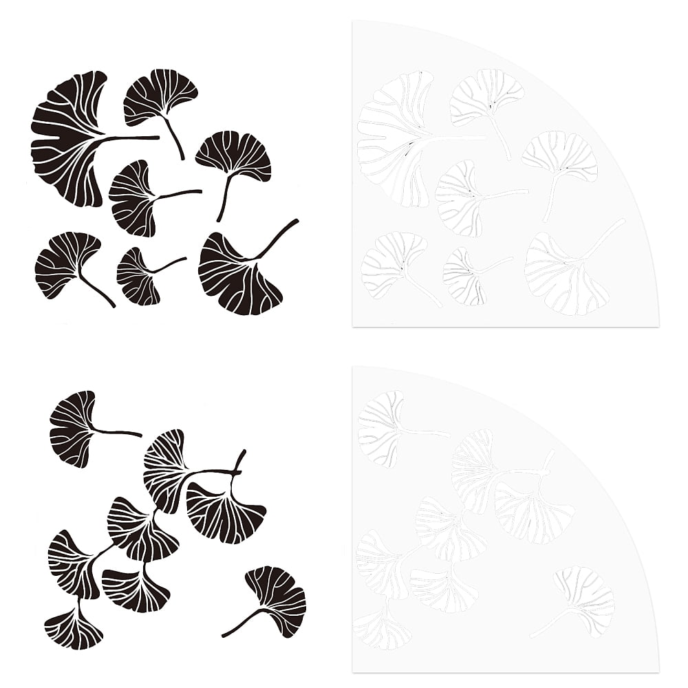 1 Set 2 Pcs Ginkgo Biloba Acrylic Sleeve Stencil Plastic Painting ...