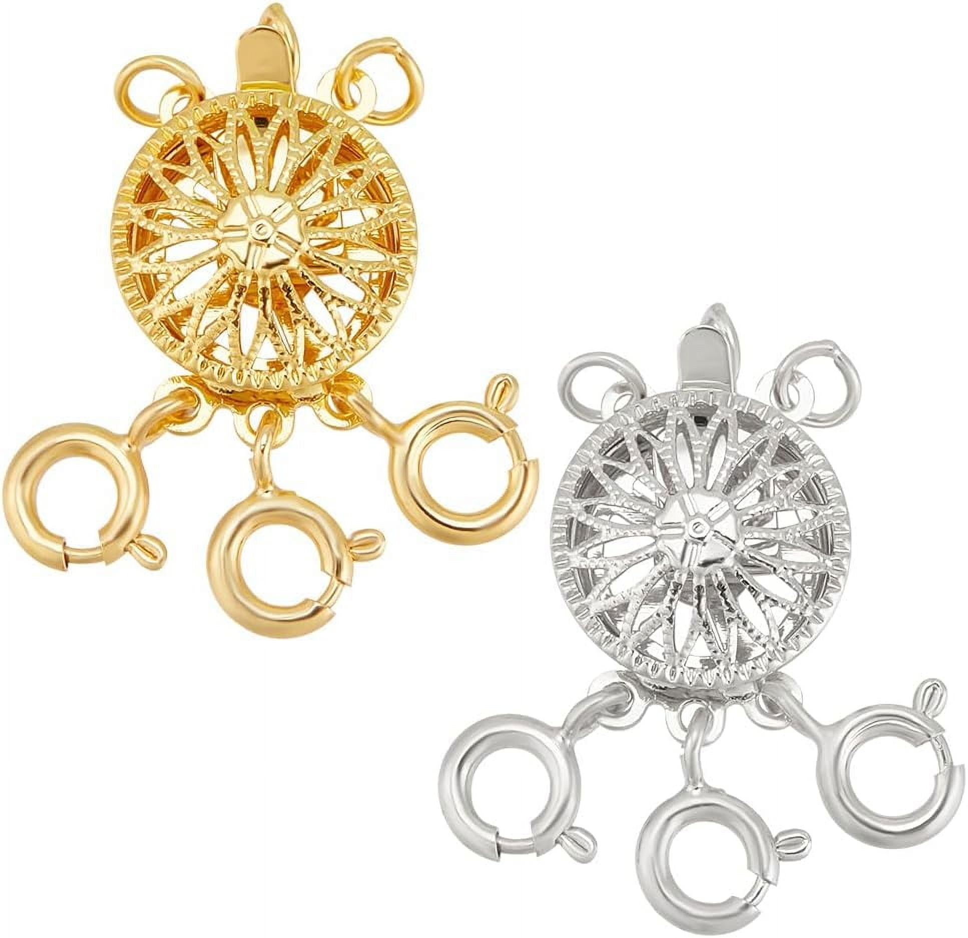 1 Set 2 Pcs Necklace Connectors Clasp Brass Multi-Strand Clasps 3 ...