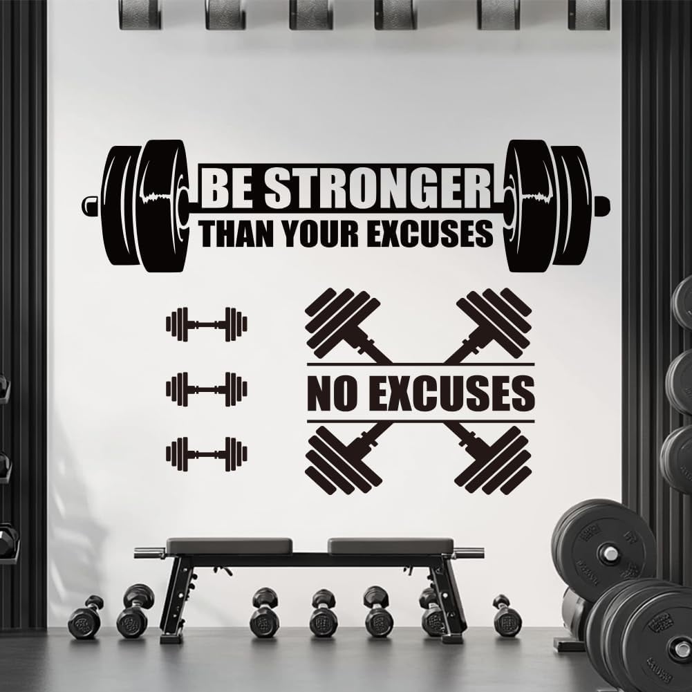 1 Set 2 Sheets Motivational Wall Stickers Be Stronger Than Your Excuses ...