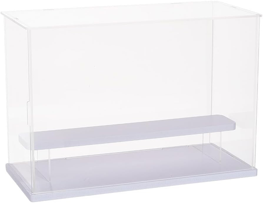 1 Set 2 Tier Display Case Clear Plastic Display Case with Tier Holder ...