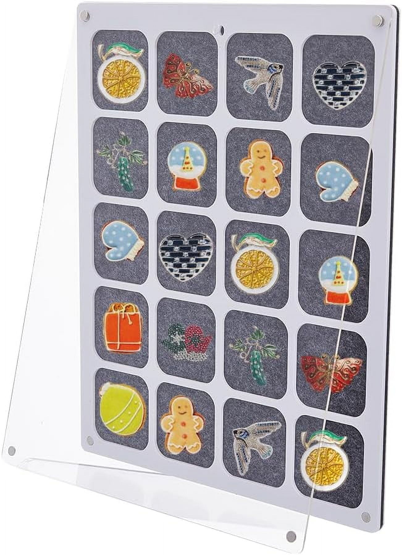 1 Set 20 Grids Pins Display Case Acrylic Felt Pin Display Board with ...