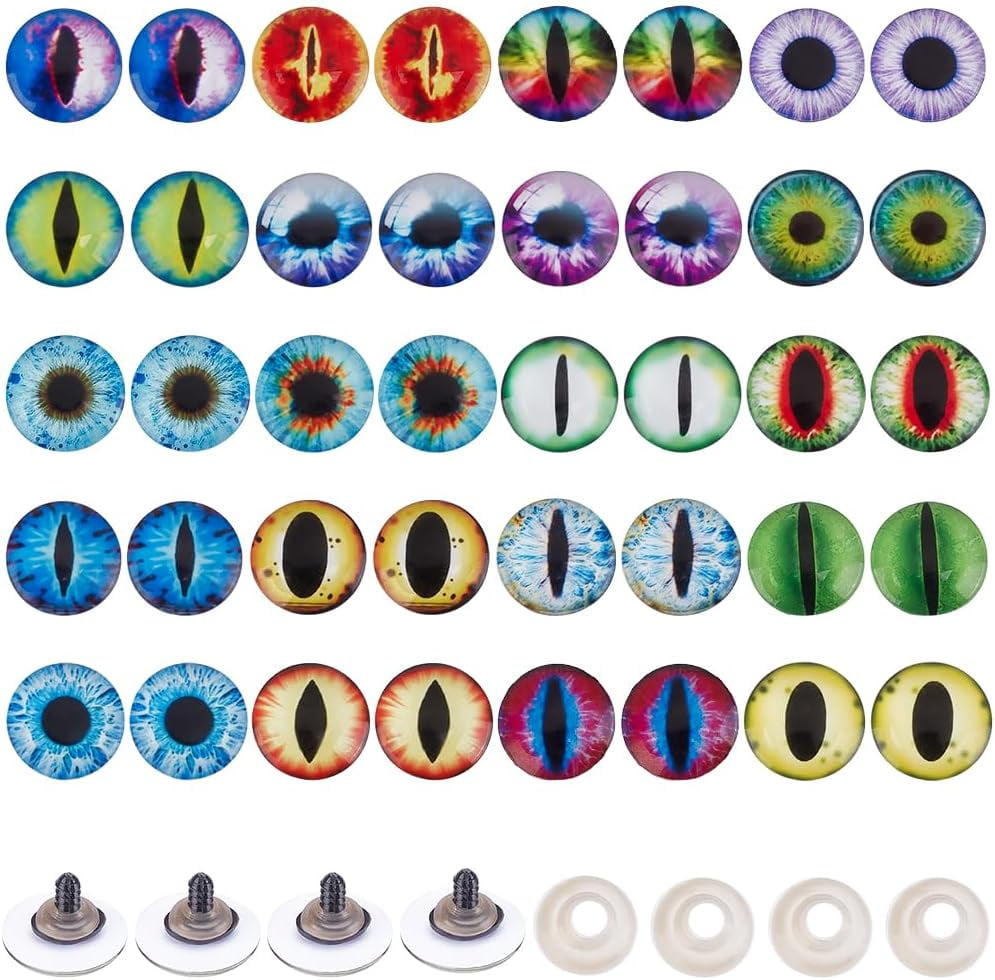 1 Set 20 Pairs Dragon Eye Safety Eyes 24mm Flatback Half Round Craft ...