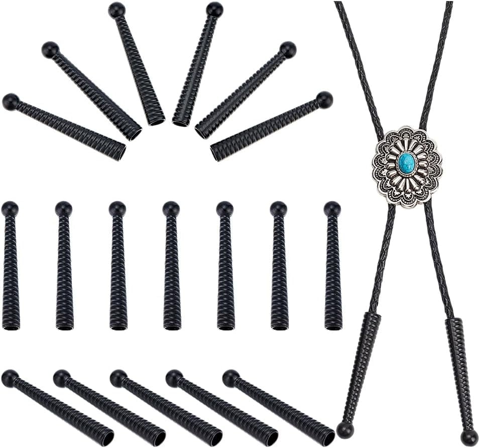 1 Set 20 Pcs Bolo Tie Tips 2 Inch Long Cord Ends Caps Bolo Cap Buckle ...