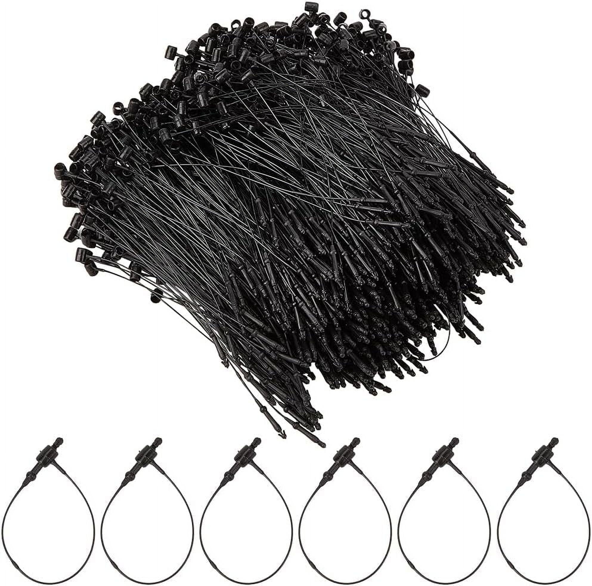1 Set 2000Pcs 3 Inch Plastic Black Tag Loops Hang Tag String Security Price Tags Fastener Ring ...