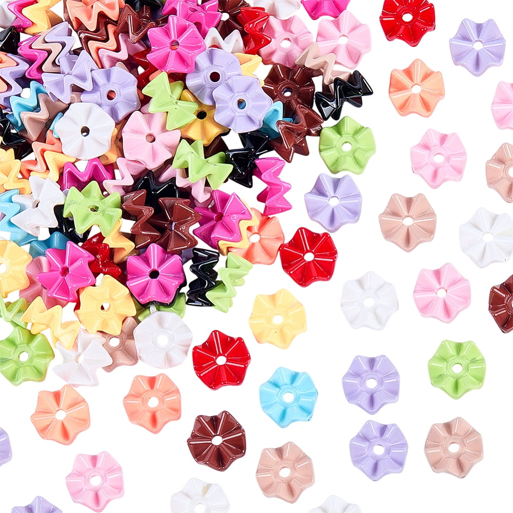 1 Set 200Pcs Spray Paint Opaque Acrylic Beads Wave Edge Mixed Color ...