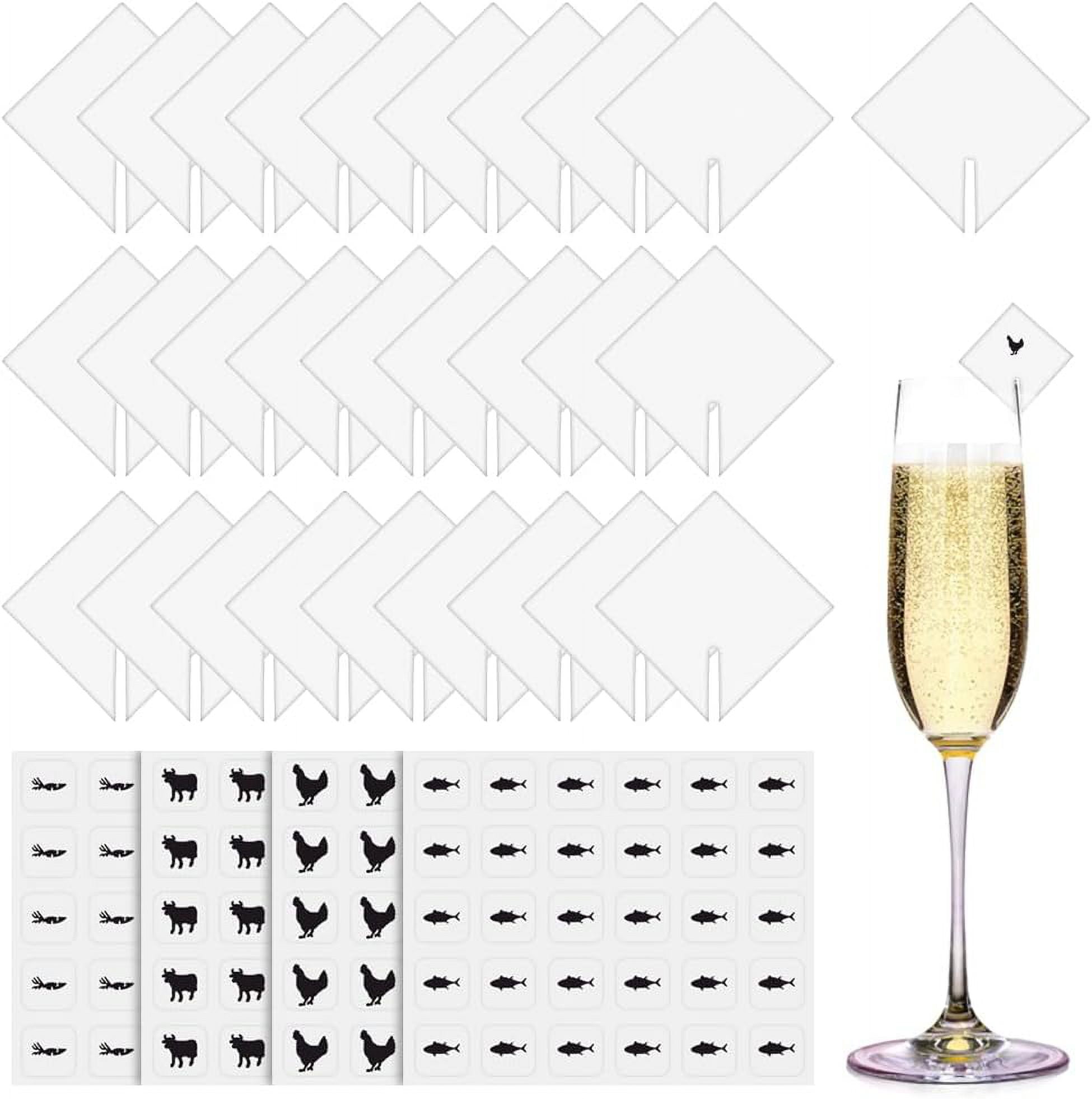 1 Set 200Pcs Square Paper Wine Glass Tags with 8 Sheets Chicken/Carrot ...