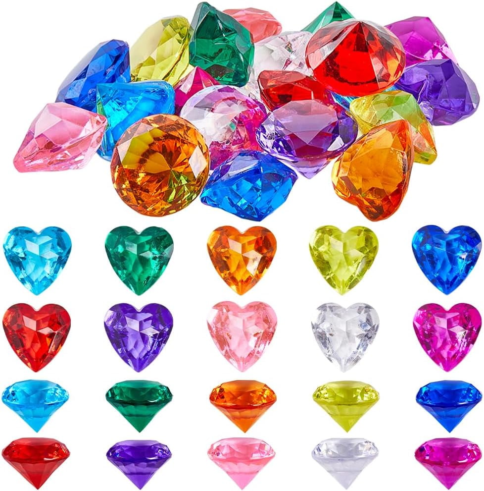 1 Set 20Pcs Big Colorful Diamonds Treasure Gemstones Plastic Faceted ...