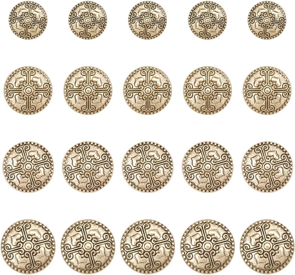 1 Set 20pcs Vintage Metal Shank Buttons for Crafts 4 Size Gold Button ...
