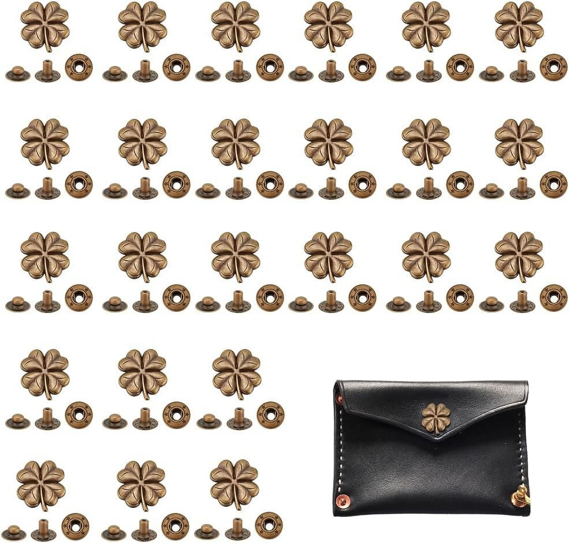 1 Set 24 Sets Antique Snaps Button Clover Vintage Metal Snap Press Stud ...