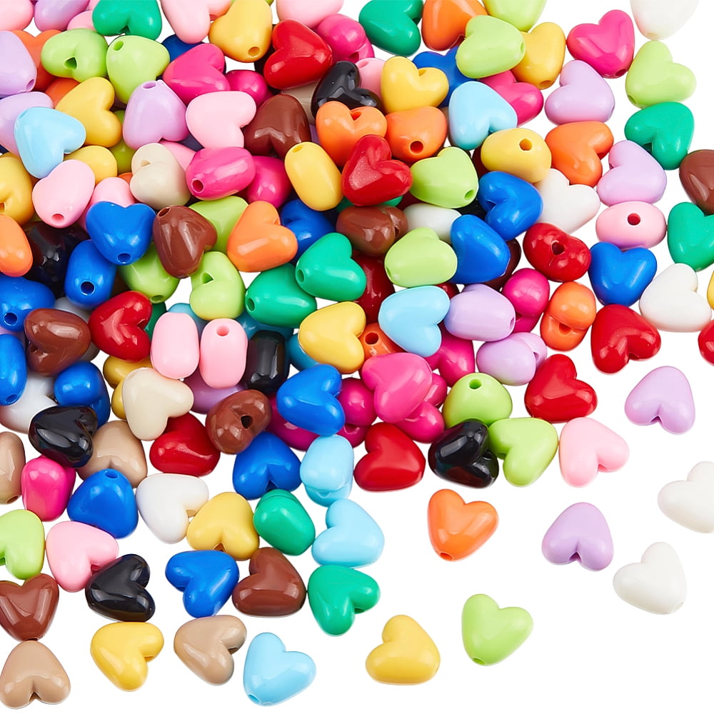 1 Set 240Pcs 8 Bags Opaque Acrylic Beads Heart Mixed Color 10x10.5x7mm ...