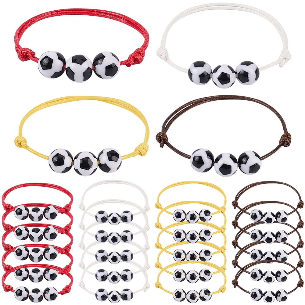 1 Set 24Pcs 4 Colors Adjustable Waxed Nylon Thread Beads Bracelets with ...