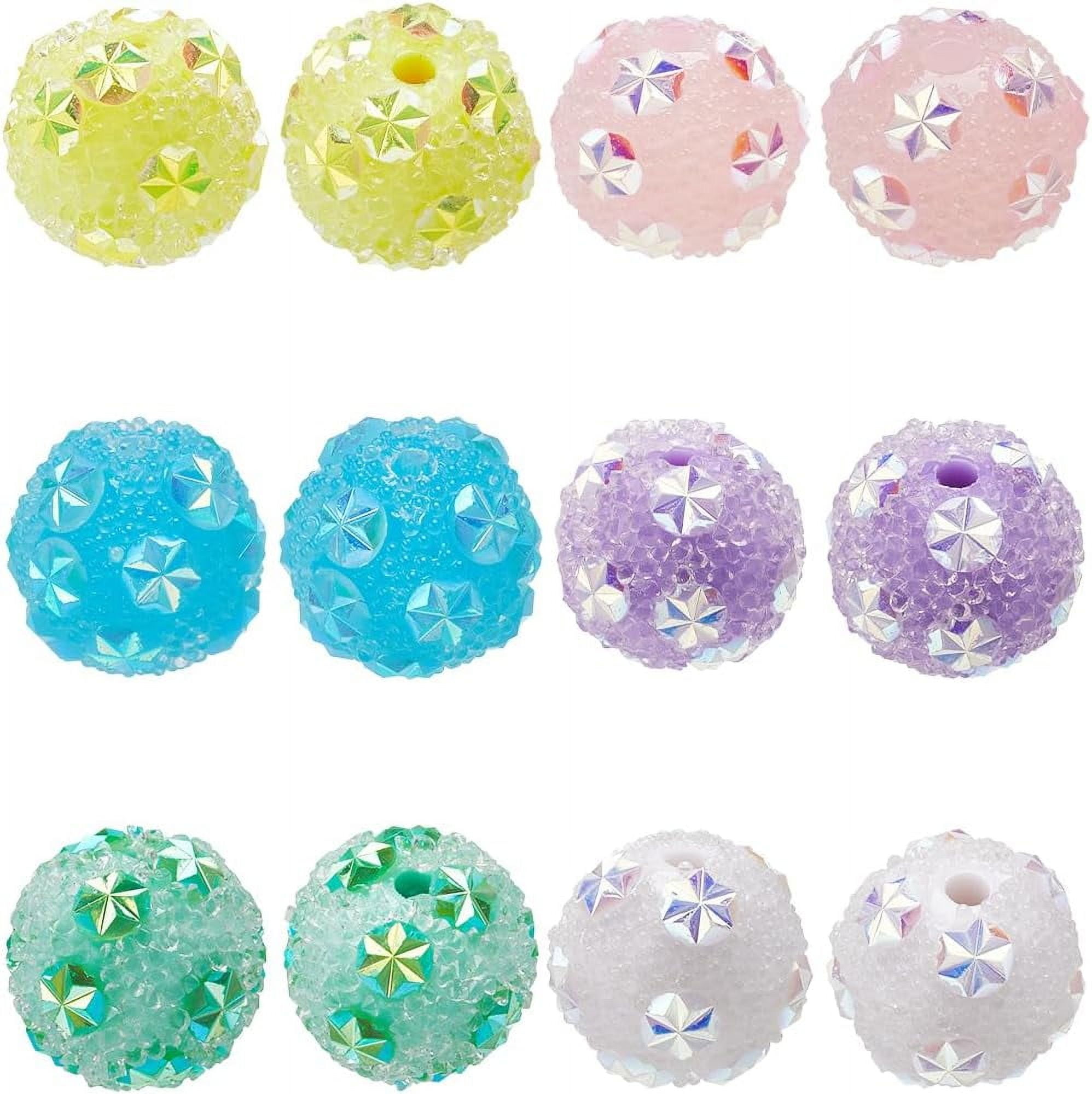 1 Set 24Pcs 6 Colors Resin Sugar Bubblegum Beads Druzy Round Beads ...