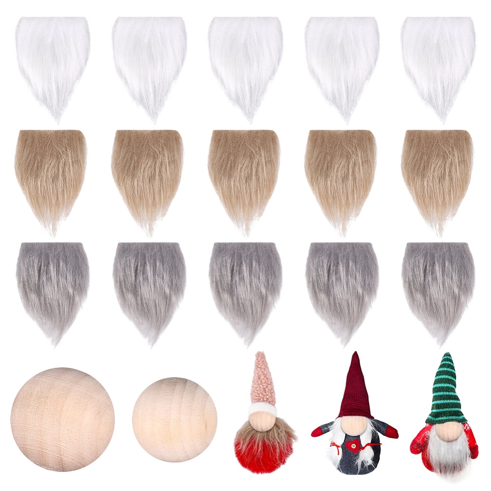 1 Set 24Pcs Artificial Wool Mustache with 48Pcs Round Small Wooden No ...