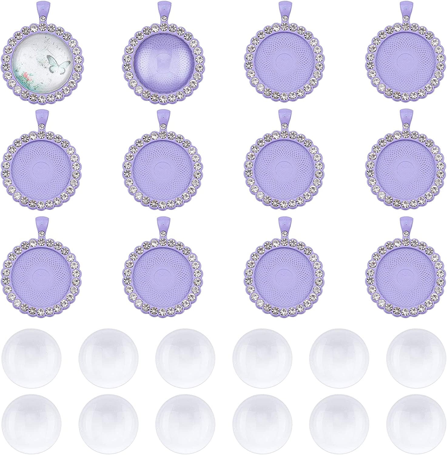 1 Set 24Pcs Rhinestone Bezel Pendant Trays Set Including 25mm Pendant ...