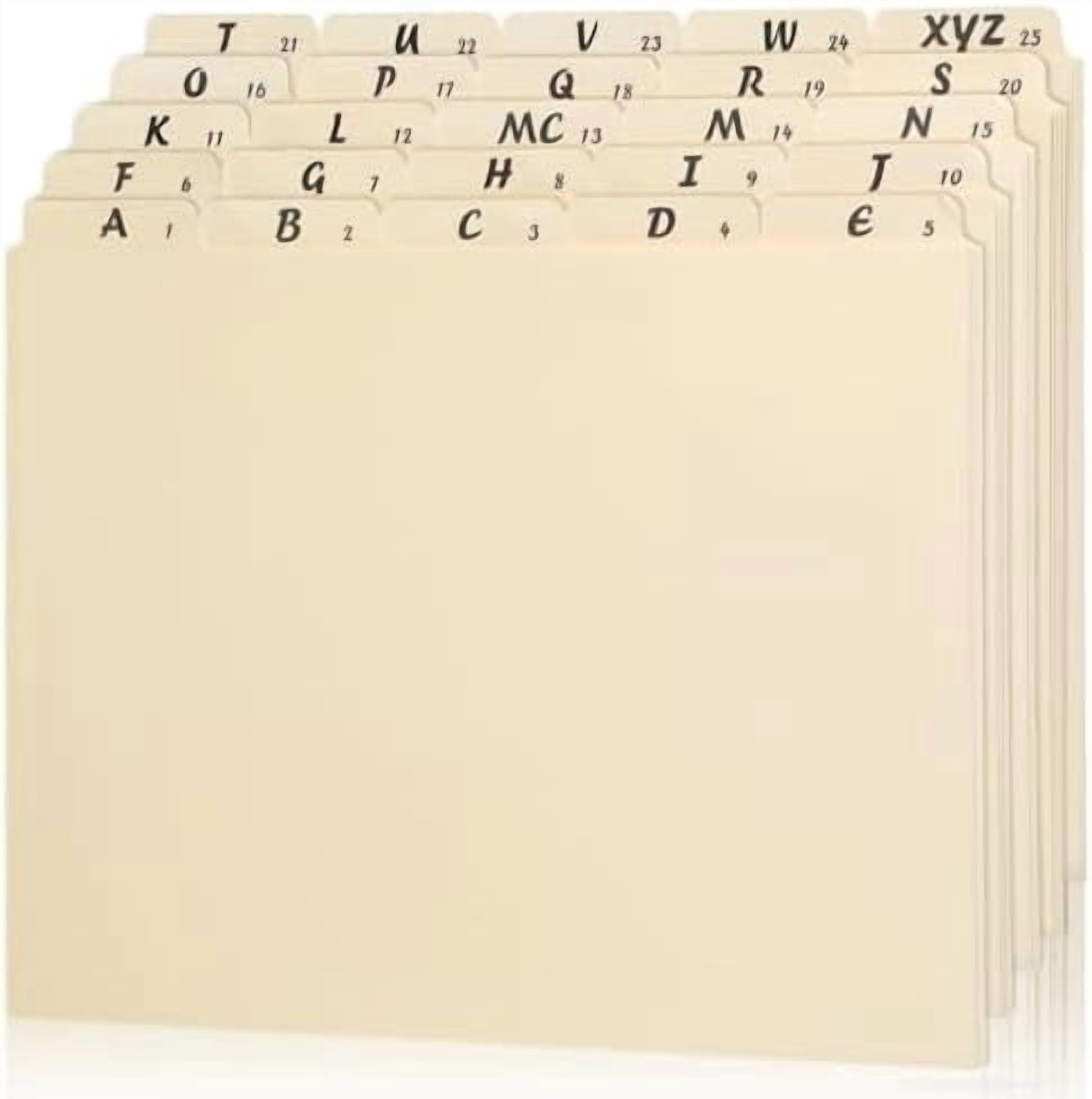 1 Set 25 Alphabet File Dividers A-Z Top Tab File Guides Letter Size 1/5 ...