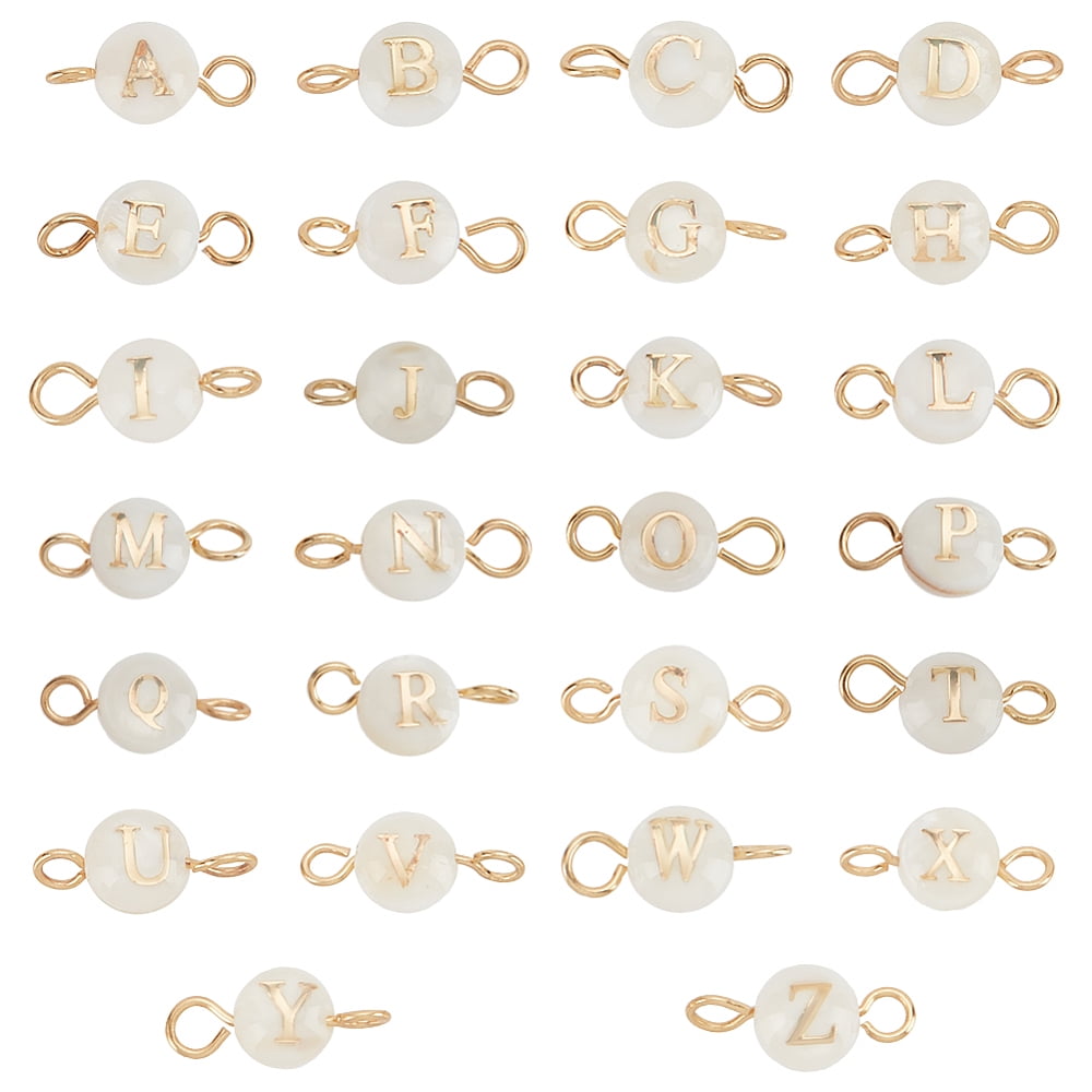 1 Set 26 Styles Freshwater Shell Beads Connector Charms with Golden ...