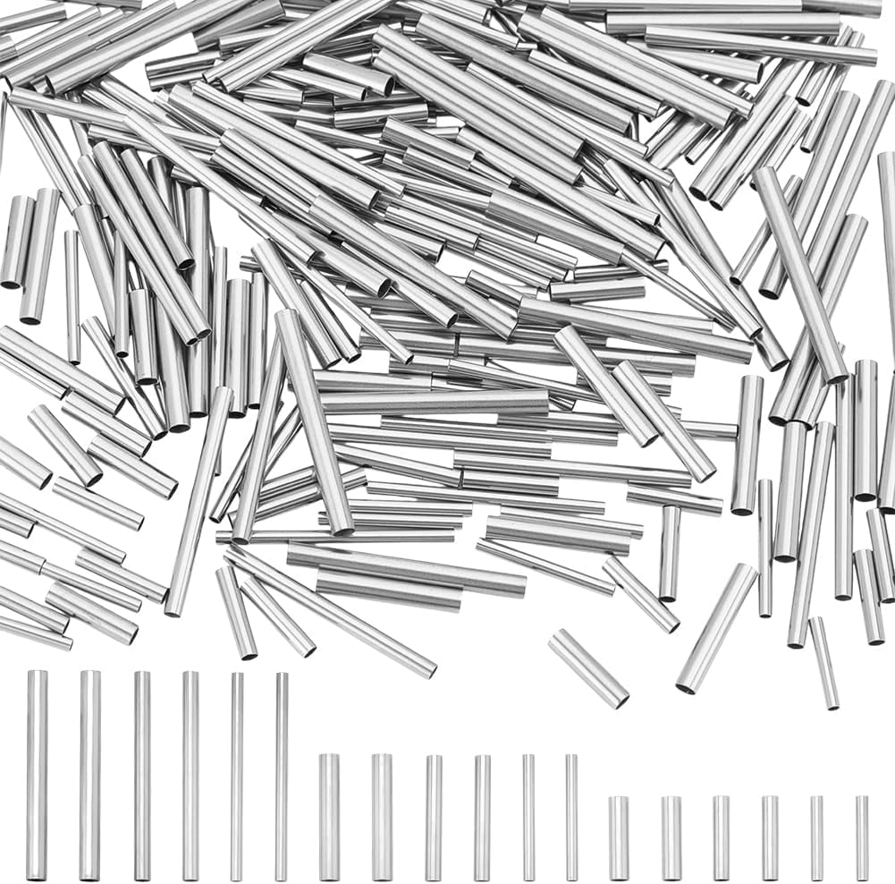 1 Set 270Pcs 9 Styles 304 Stainless Steel Tube Beads Stainless Steel ...