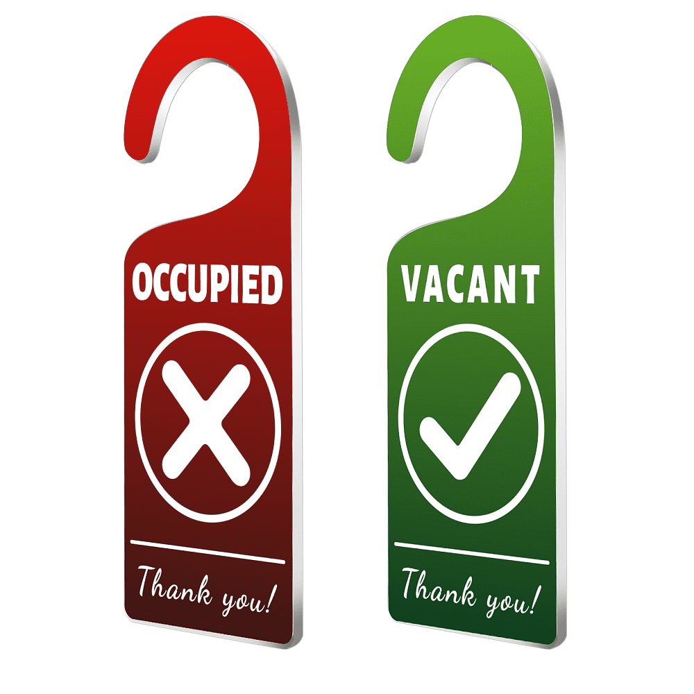 1 Set 2Pack Vacant Occupied Door Hanger Red and Green Sign Engraved ...