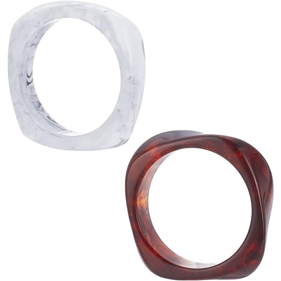 1 Set 2Pcs 2 Colors Acrylic Bangles Square Mixed Color Inner Diameter ...