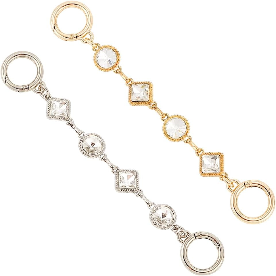 1 Set 2Pcs 2 Colors Alloy & Glas Link Bag Strap Extender with Swivel ...