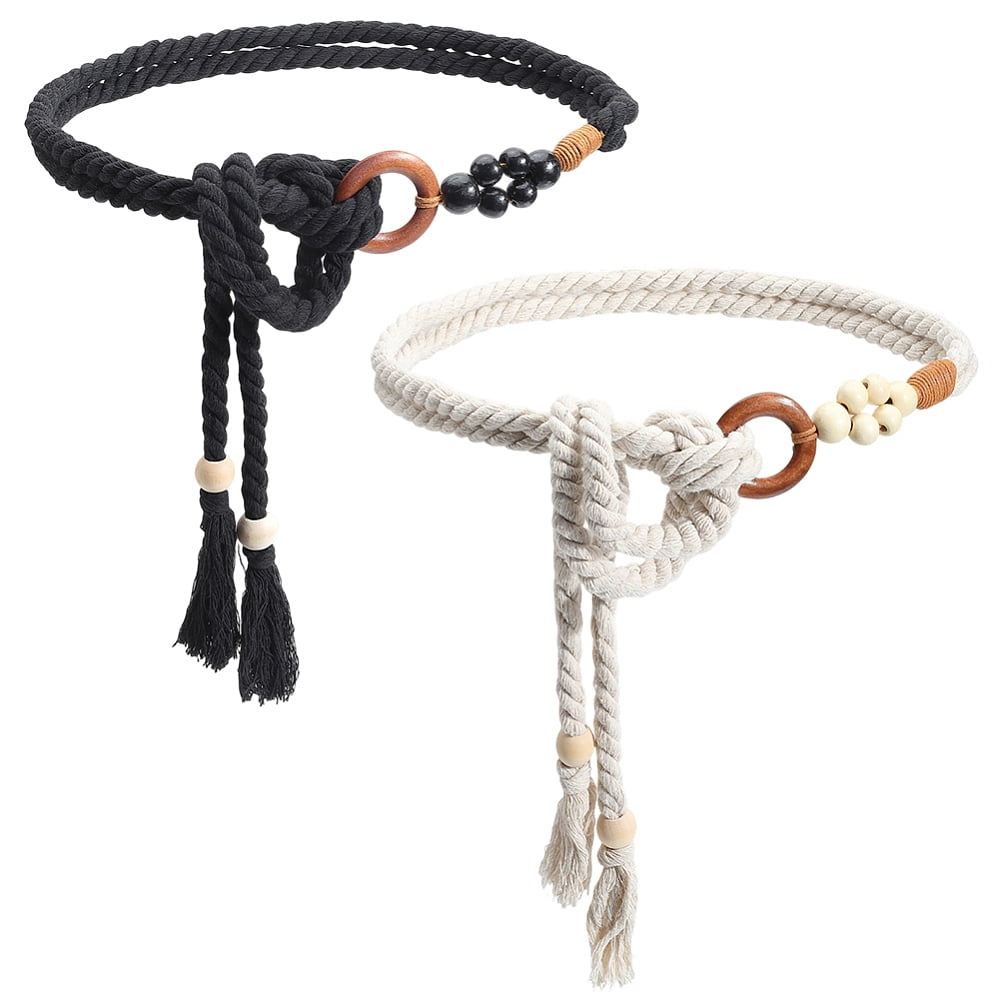 1 Set 2Pcs 2 Colors Handmade Weaving Cotton Tie Knot Waist Chain Belts ...