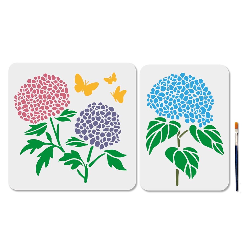 1 Set 2Pcs 2 Styles PET Hollow Out Drawing Painting Stencils for DIY ...