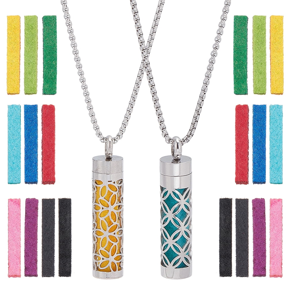 1 Set 2Pcs 2 Styles Stainless Steel Essential Oil Diffuser Pendant ...