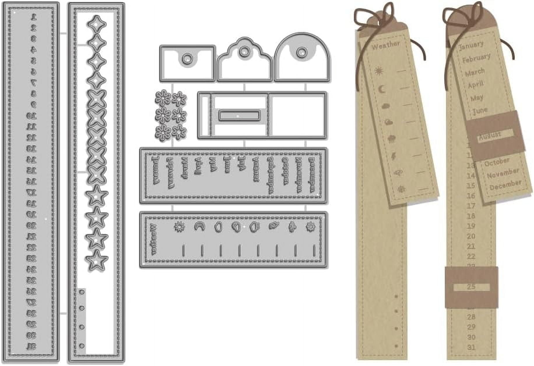 1 Set 2Pcs Calendar Bar Carbon Steel Cutting Dies Schedule Label Frame ...