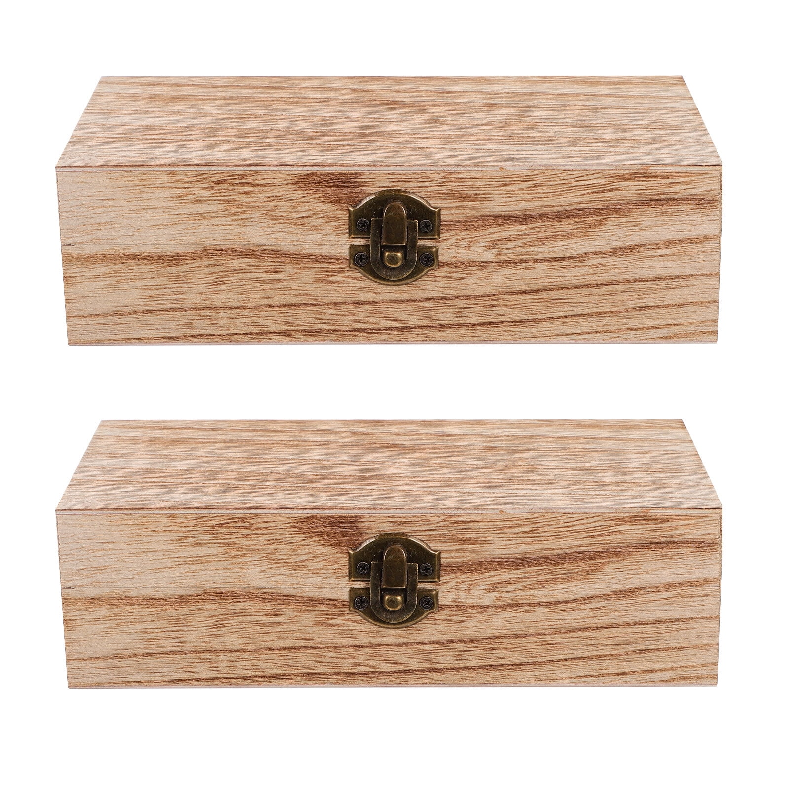 1 Set 2Pcs Retro Wooden Gift Packing Boxes Creative Oblong Gift Storage ...