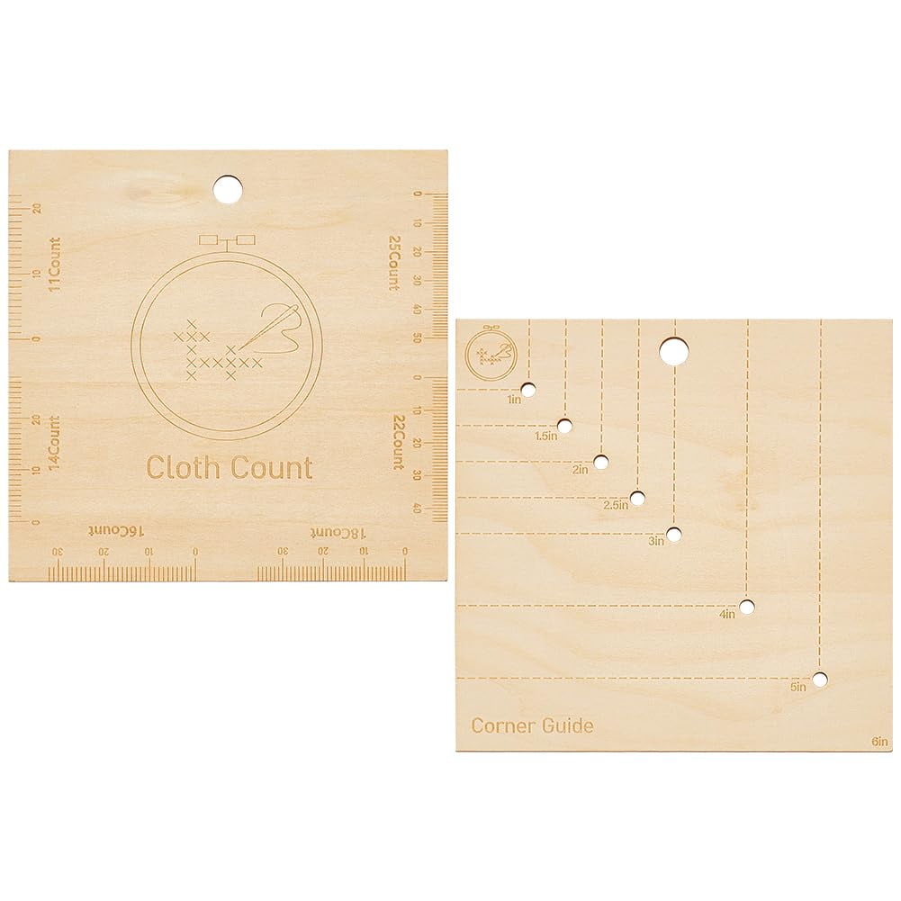 1 Set 2Pcs Wooden Sew Corner Gauge Blanched Almond Template Cross ...