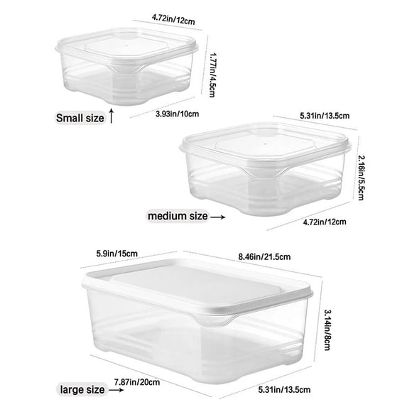 1 Set of 3 Food Storage Containers, Refrigerator Storage Boxes, Grain ...