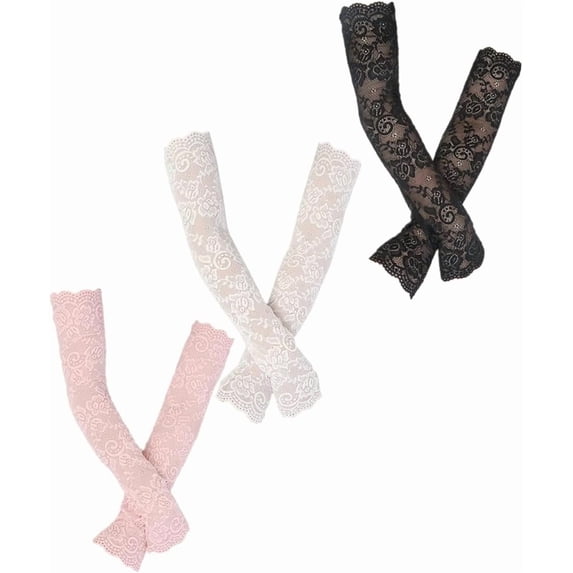 1 Set 3 Pairs Lace Ice Sleeves Summer Sunblock Sleeves Arm Sleeve for ...