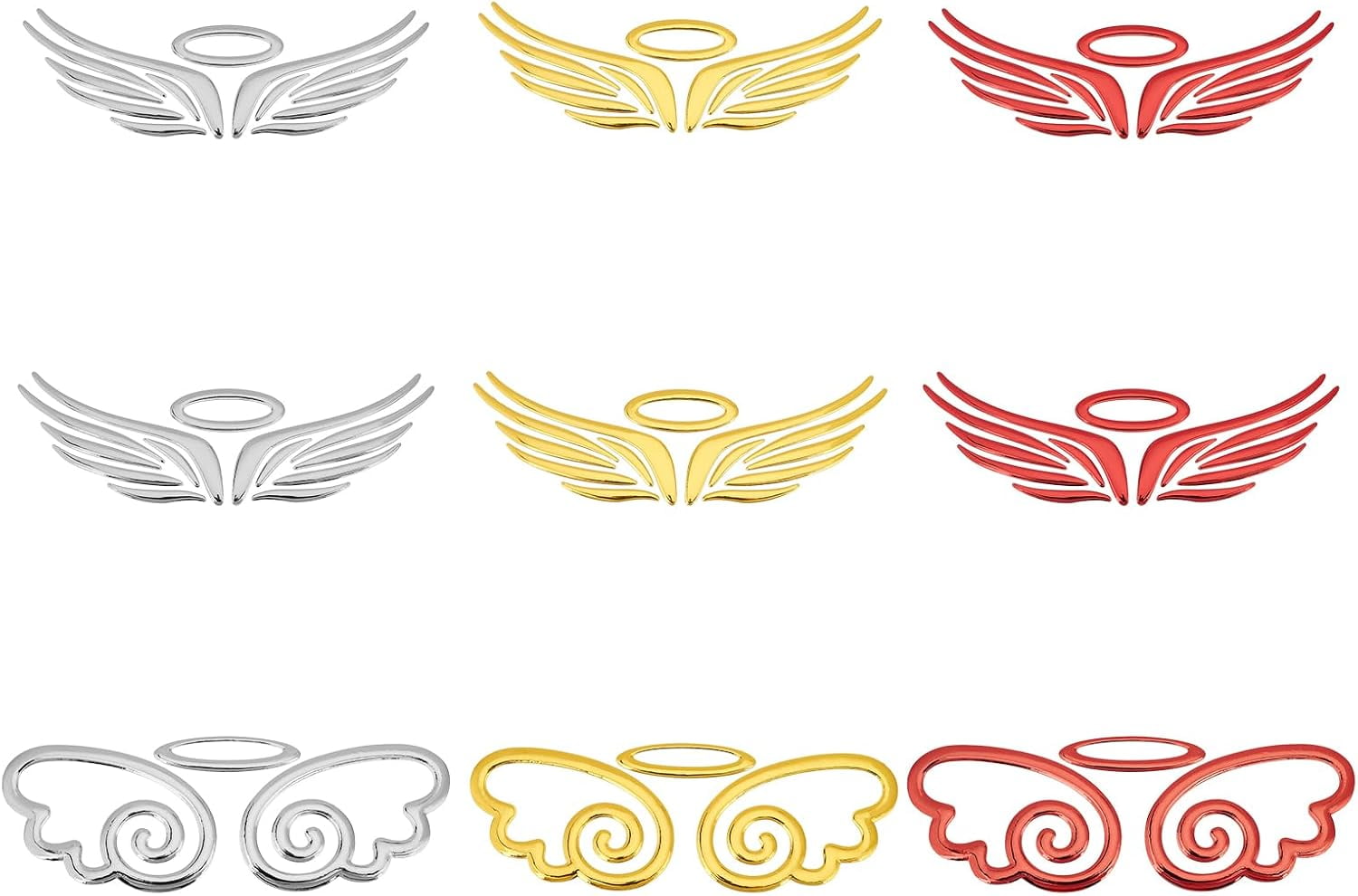 1 Set 3 Styles Angel Wings Car Decals Reflective Wing Sticker Sets ...