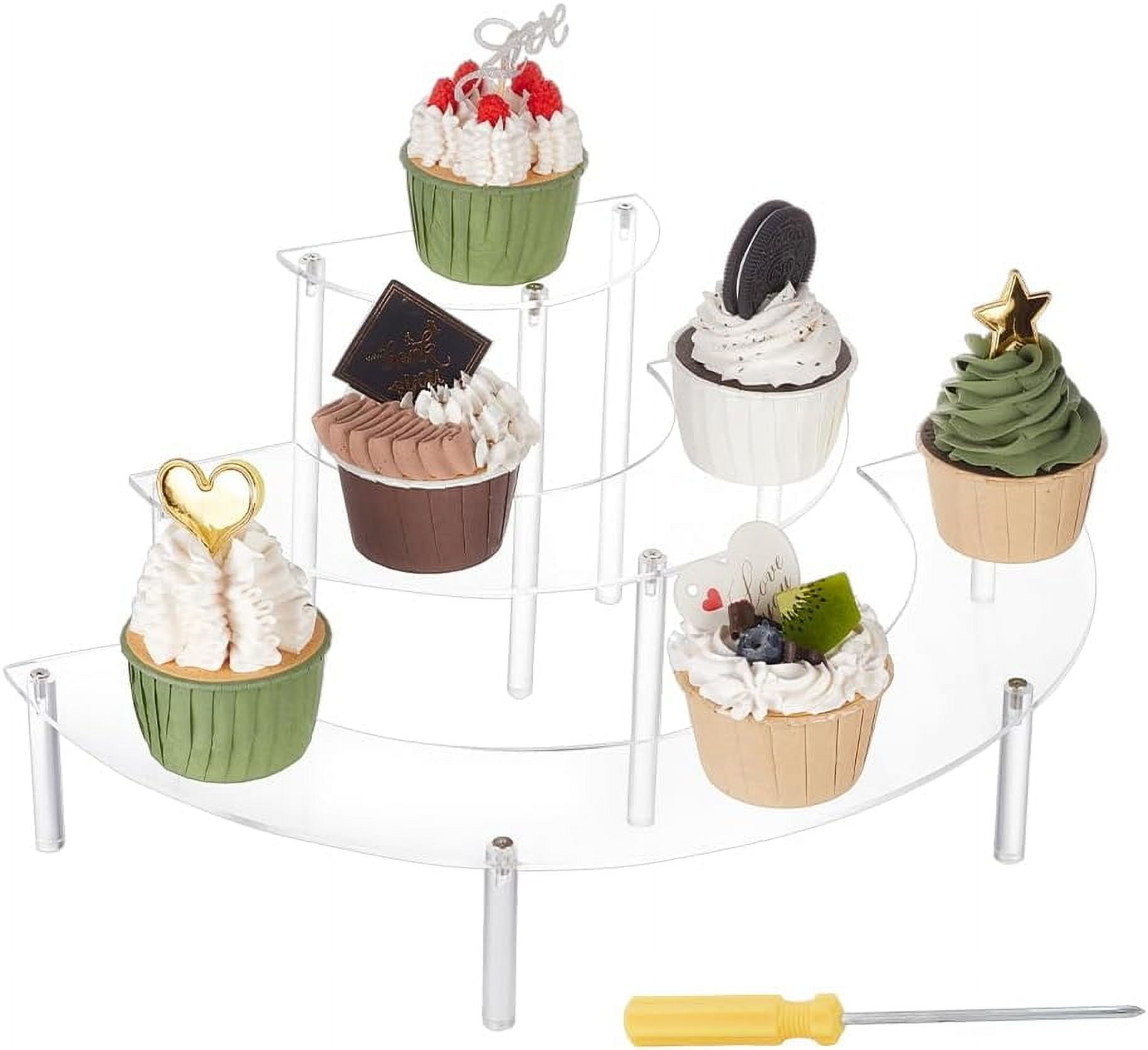 1 Set 3-Tier Acrylic Risers Display Stand Clear Cupcake Stand Holder ...