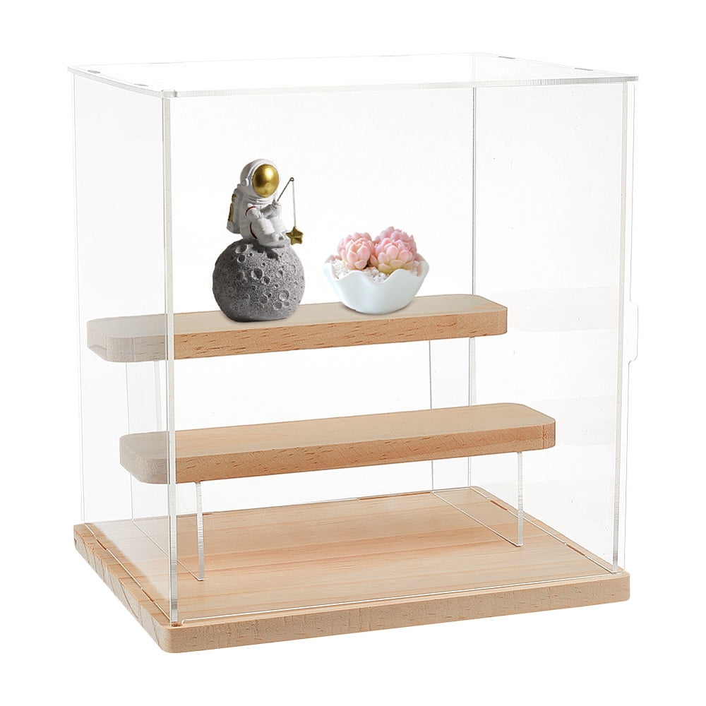1 Set 3-Tier Rectangle Clear Acrylic Minifigures Display Boxes Wooden ...