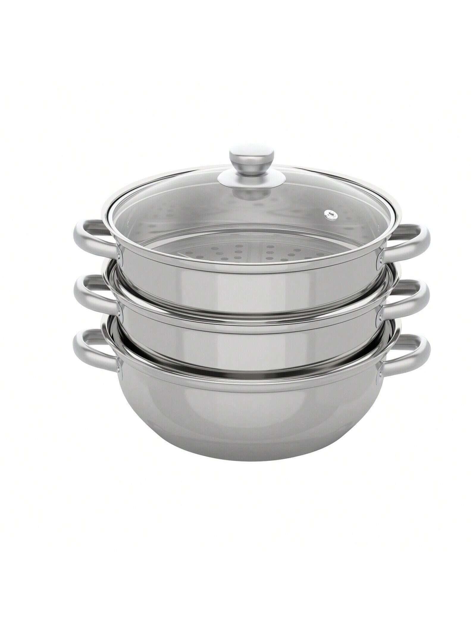 1 Set 3-Tier Stainless Steel Steamer Multi-Cooker Food Steamer Large ...