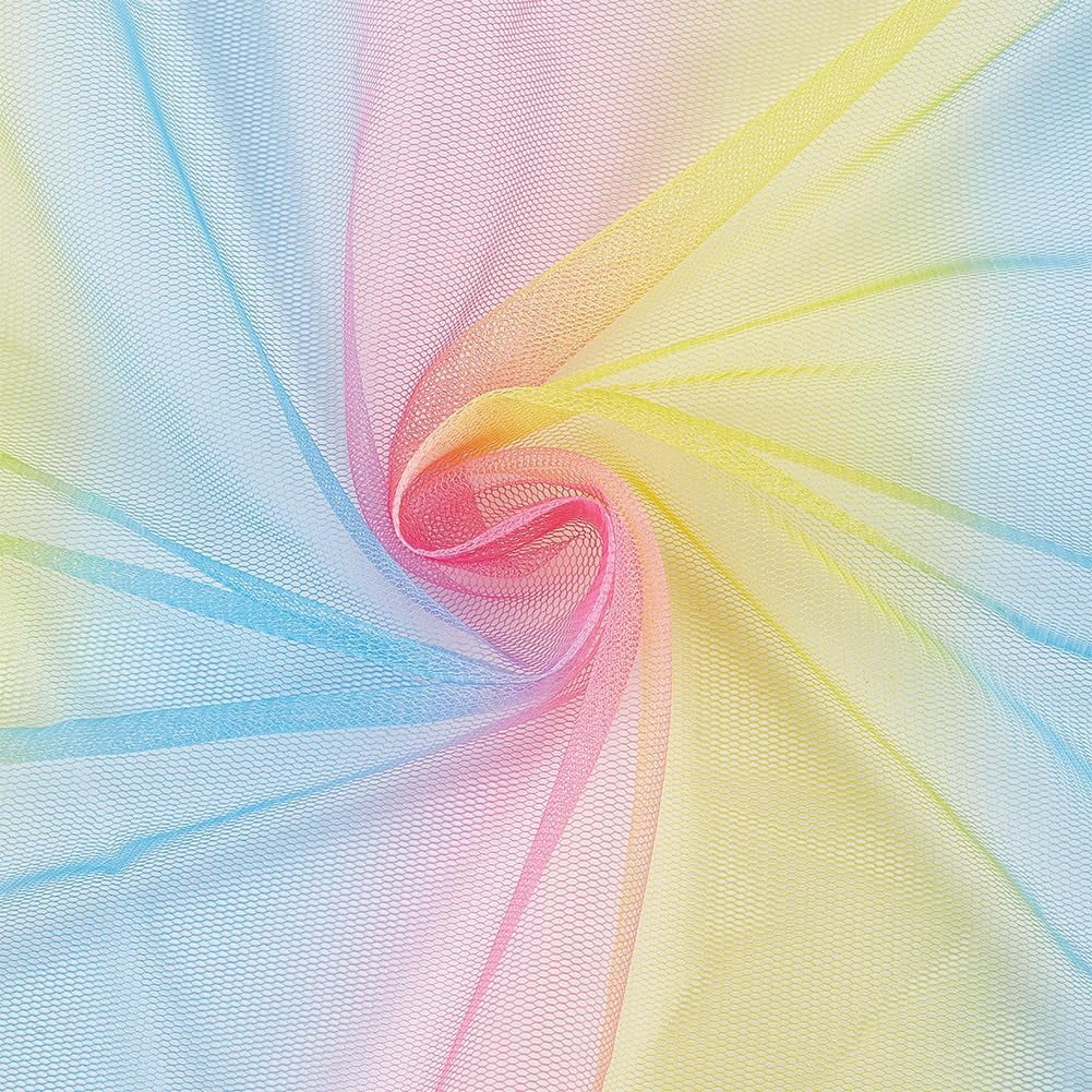 1 Set 3 Yards 5.51FT Rainbow Net Mesh Fabric Multicolor Tulle Mesh 66. ...