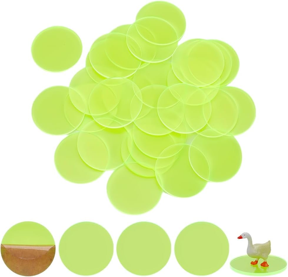 1 Set 30 Pcs Green Yellow Miniature Bases 2 Inch Acrylic Round Figure ...